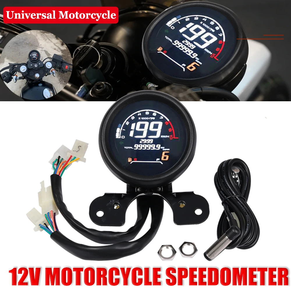 Motocicleta Universal LCD Velocímetro, Moto Bike Tacômetro, Velocímetro ...