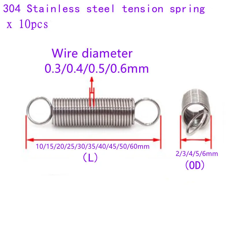 10pcs-lot-Tension-spring-0-3mm-0-4mm-0-5mm-0-6mm-304-stainless-steel ...