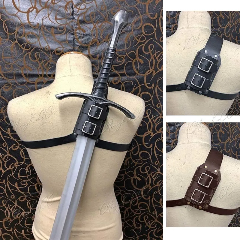 Medieval-Shoulder-Strap-Sword-Holder-Sheath-Scabbard-For-Adult-Men-Larp ...