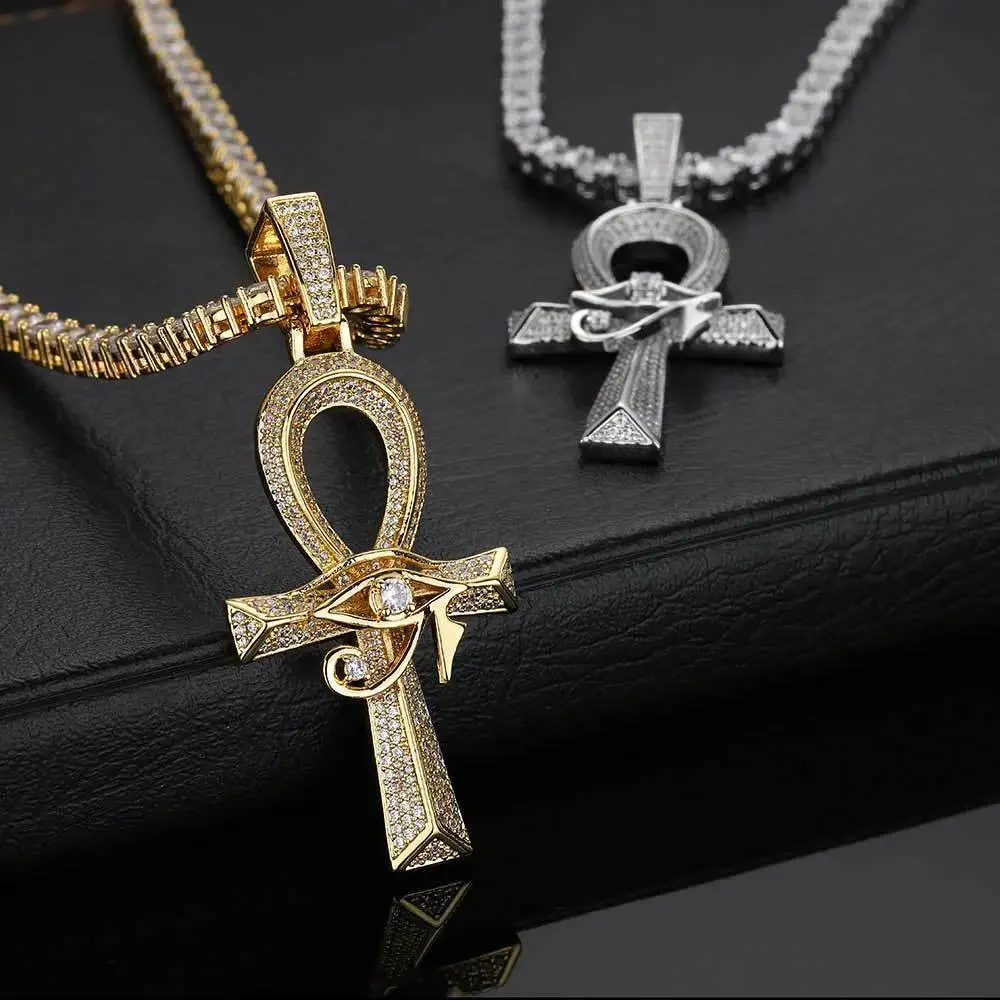Hip-Hop-Ice-Crystal-Zircon-Ankh-Cross-Pendant-Life-Key-Eye-of-Horus ...