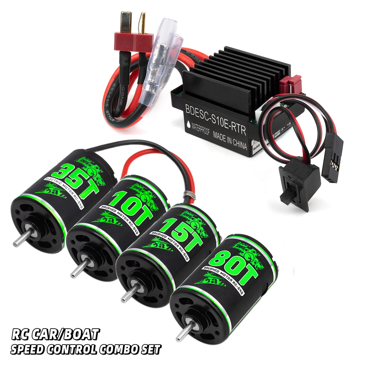 RC Waterproof 540 Brushed Motor 10T-80T 320A ESC Combo for 1/8 1/10 RC ...