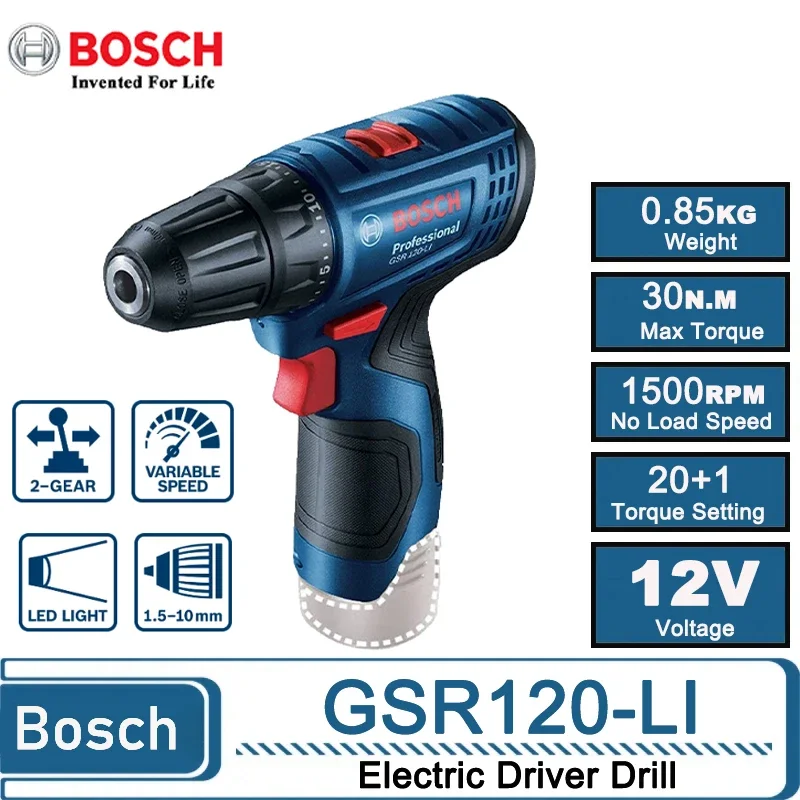 Bosch GSR120-LI 2-in-1 Electric Drill 12V Rechargeable Cordless Driver ...
