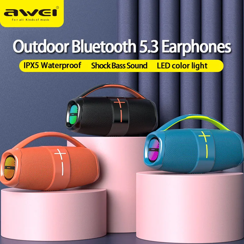 Awei-Y887-Portable-Outdoor-Bluetooth-Speaker-Wireless-Bass-Subwoofer-Waterproof-Speakers-AUX-TF ...