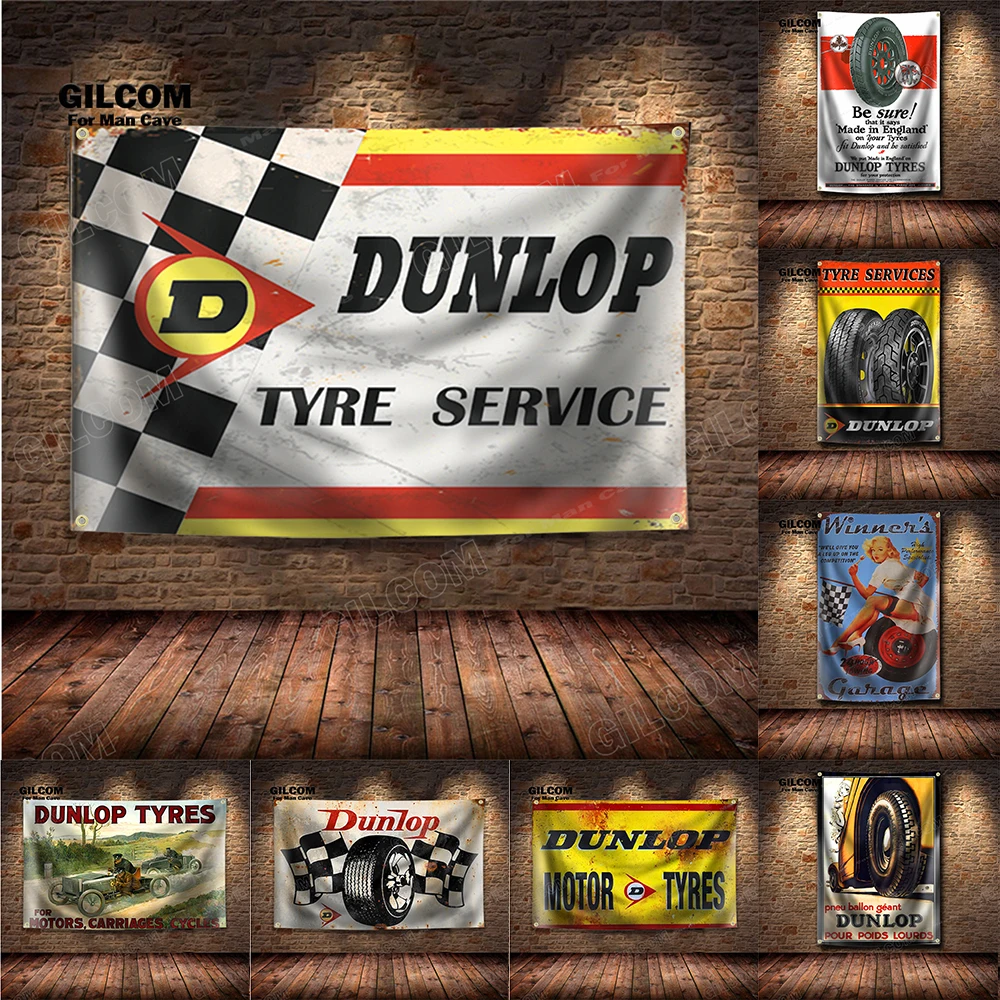 Dunlop-Banner-Flag-Iapan-Tyres-Service-Motor-Cycles-Poster-Art-AD ...