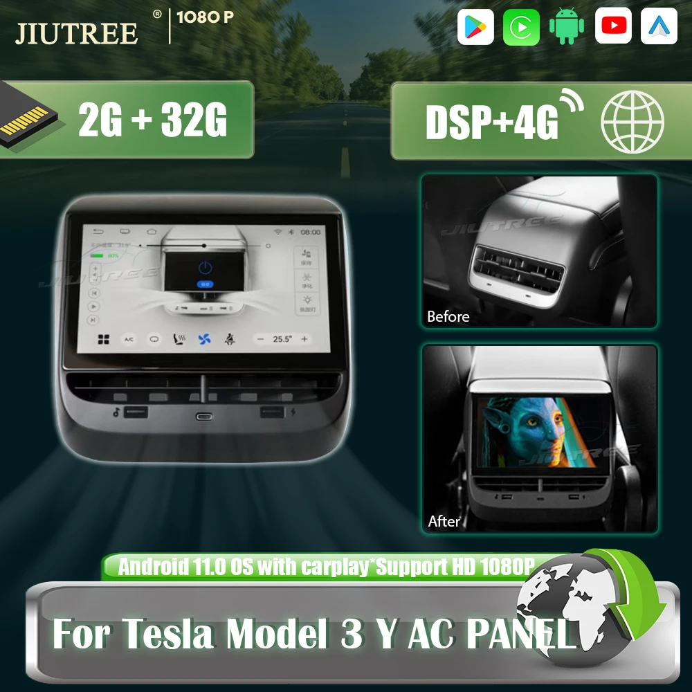 Android11 For All Tesla Model 3 Model Y Rear Ac Display Entertainment ...