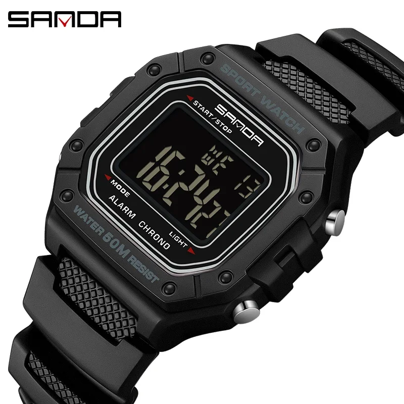 SANDA 2156 Army Dial Led Digital Wristwatches Stopwatches For Male ...