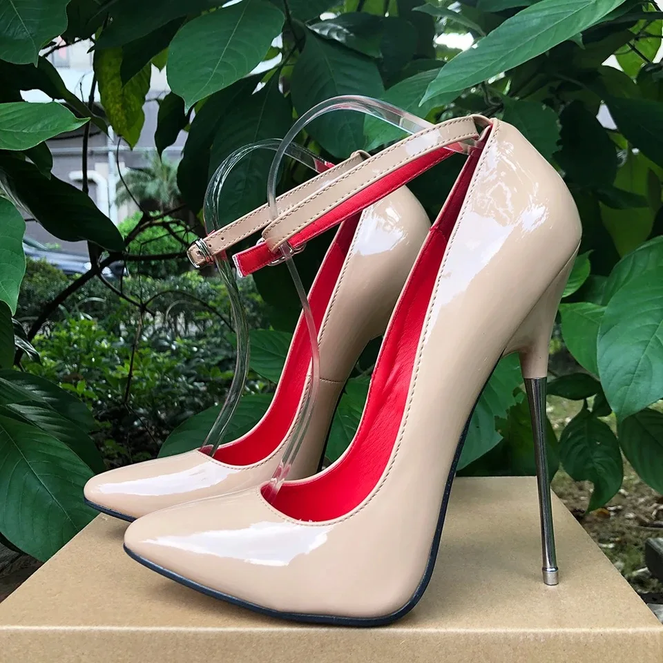 16cm-Metal-Pumps-Glossy-Patent-Stilettos-Fetish-Ankle-High-Heels ...