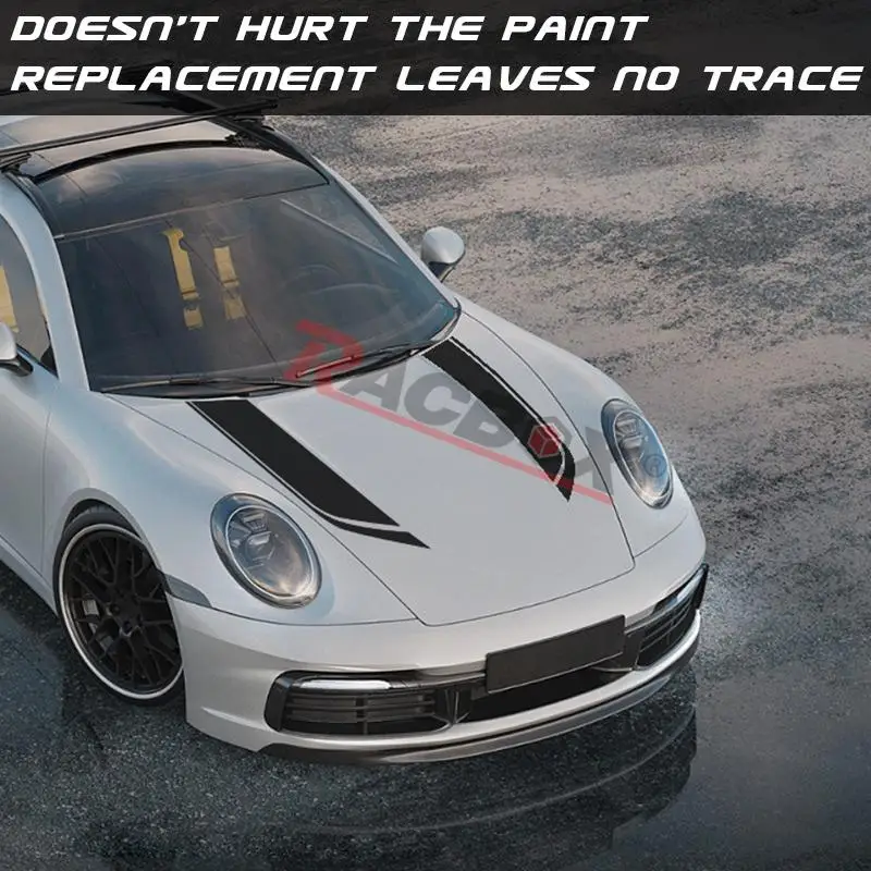 Auto Racing Car Hood Stripe Decal Vinyl Bonnet Sticker Waterproof Car ...