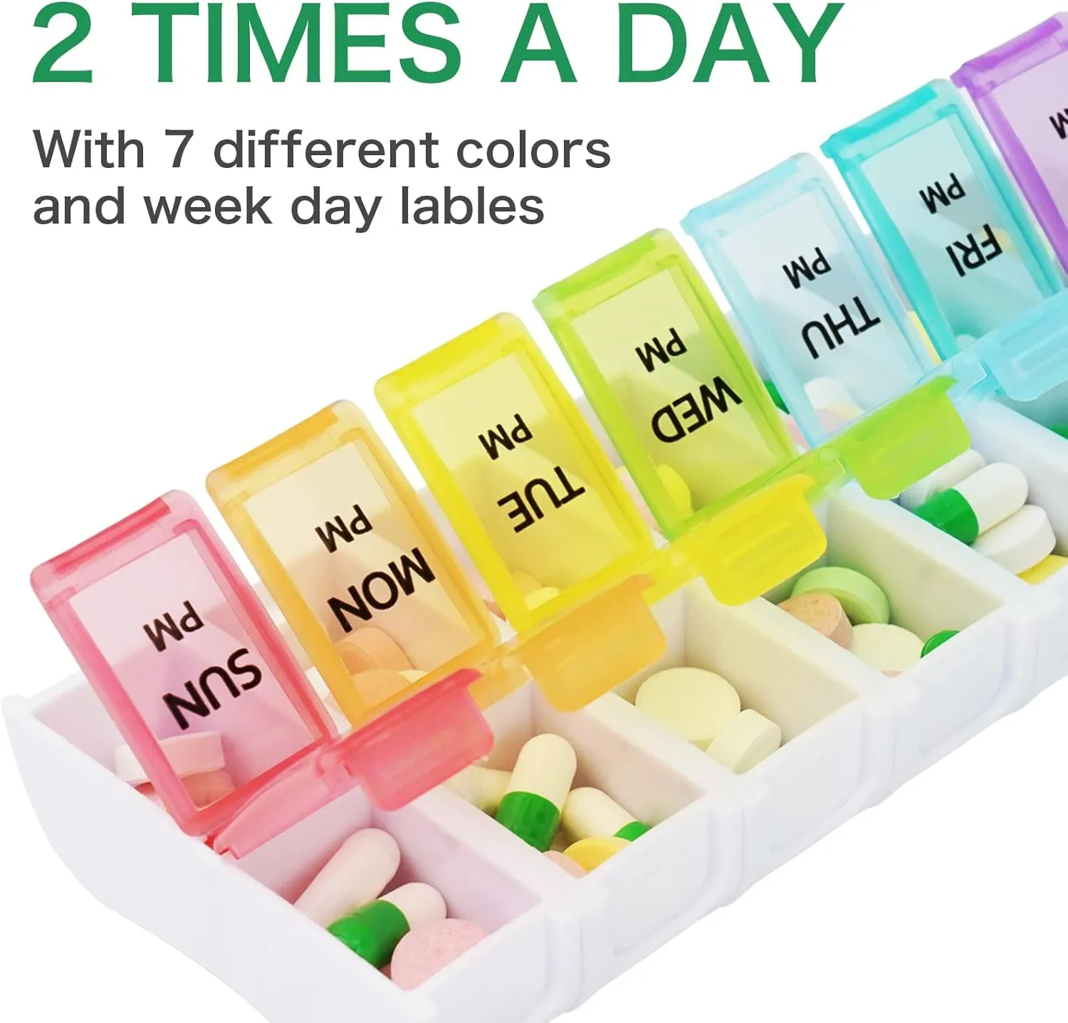 Weekly Portable Travel Pill Cases Box 7 Days Organizer 14 Grids Pills ...
