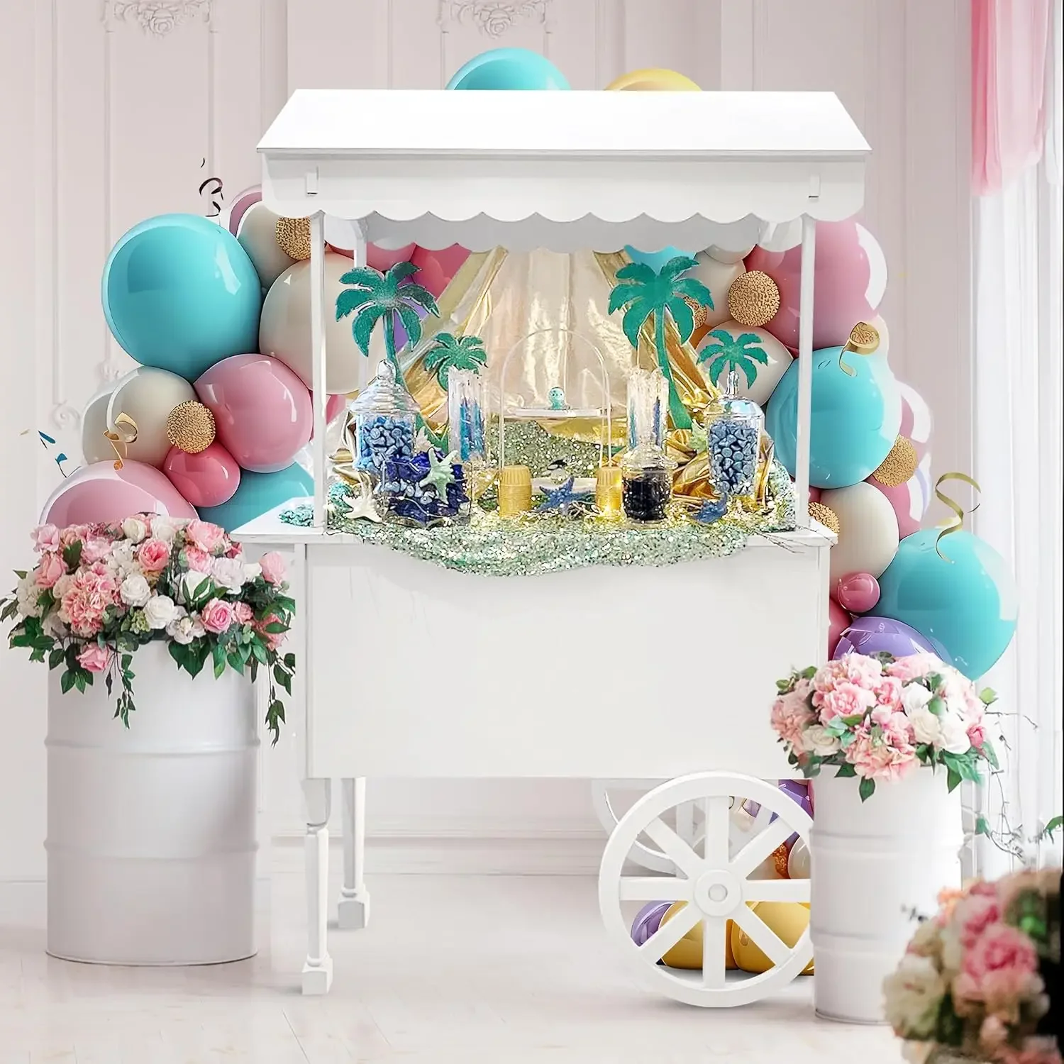 RELODECOR-Wooden-Candy-Cart-with-Wheels-5-9-ft-Tall-Dessert-Cart-for ...