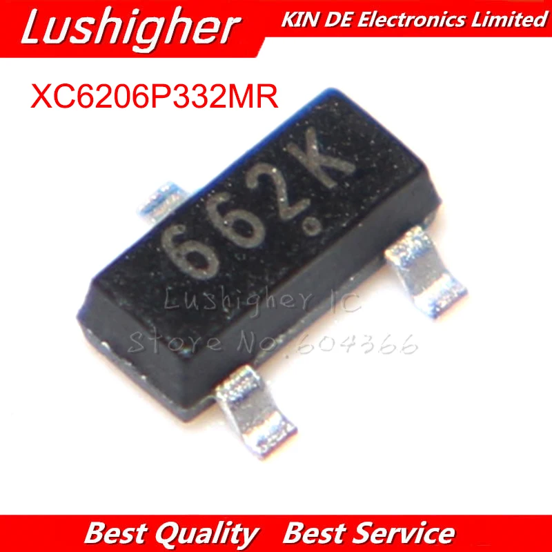100pcs-XC6206P332MR-SOT23-XC6206P332-marking-662K-SOT-23-3-3V-0-5A ...