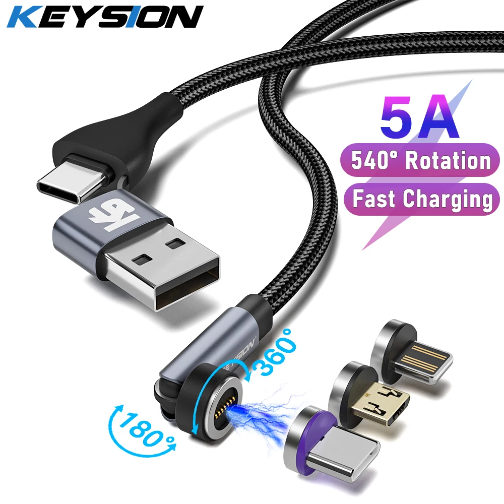 KEYSION – câble magnétique 5A Micro Type C à 540 degrés pour recharge rapide, cordon de chargeur ...