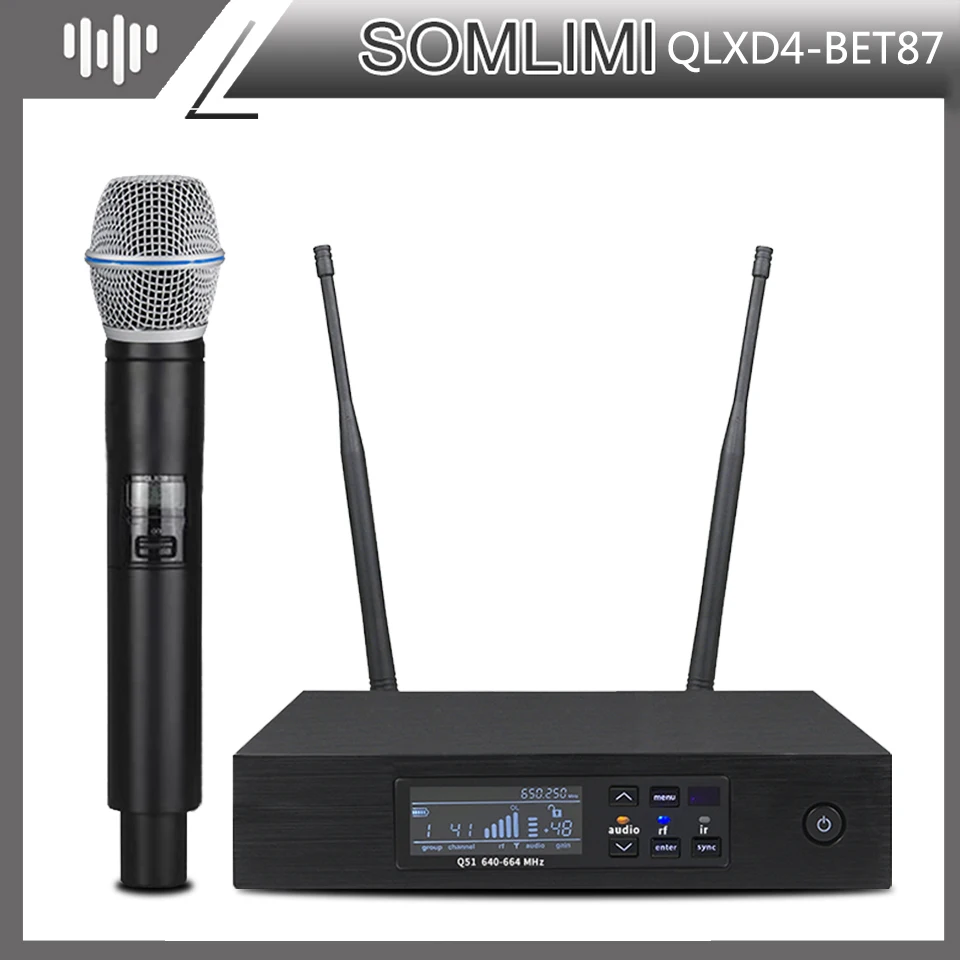 SOM-QLXD4-BET87A-Digital-Diversity-Professional-Uhf-Dual-Wireless-Microphone-for-Karaoke-Stage ...