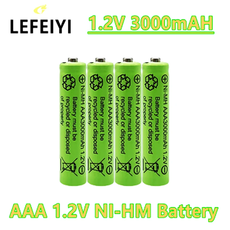 3000mAh Rechargeable Battery Lithium Ion 1.5 V AAA for Clocks Mice ...