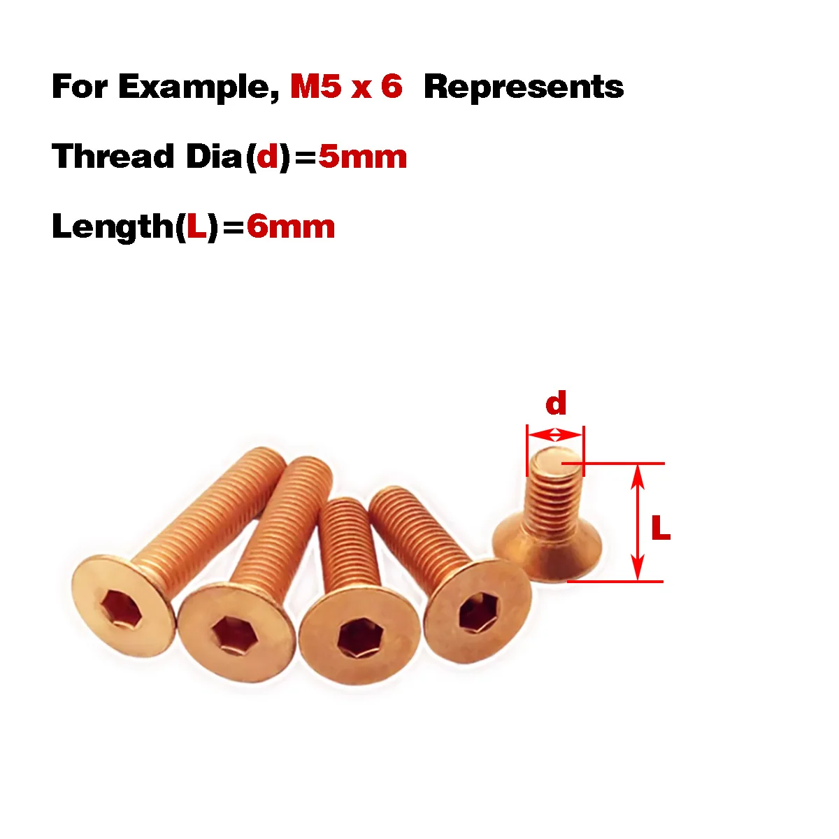 T2 Red Copper Countersunk Head Hexagonal Screw / Conductive Bolt M2M2 ...