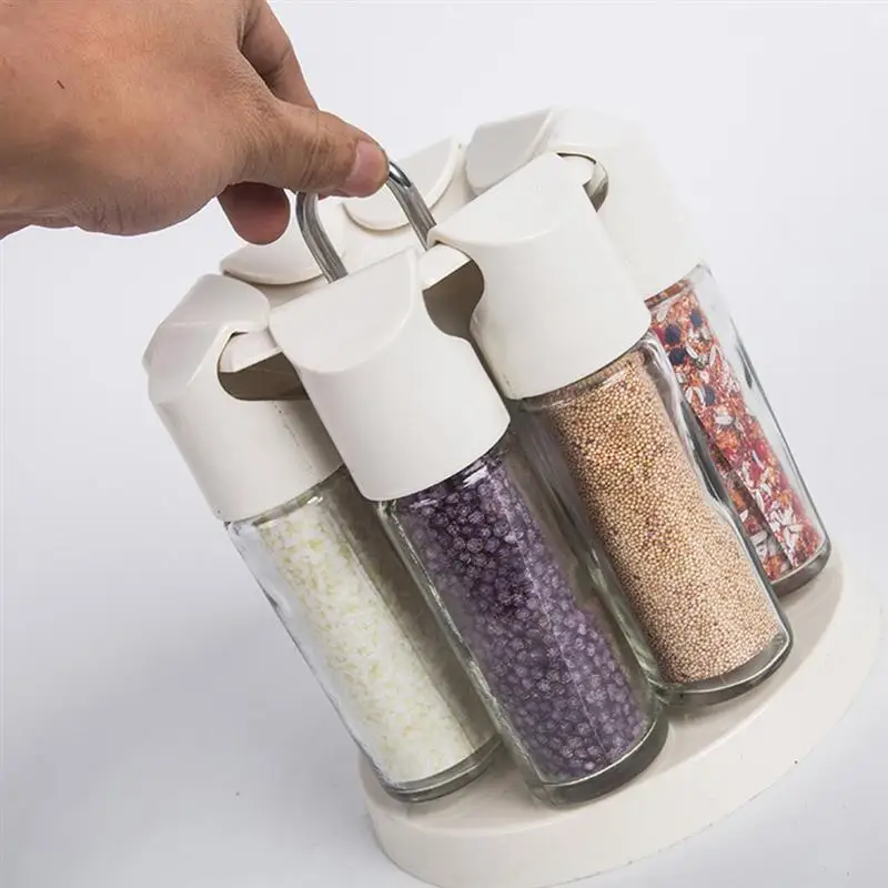 1 Set 360 Degree Rotating Kitchen Barbecue Seasoning Bottles Cruets ...