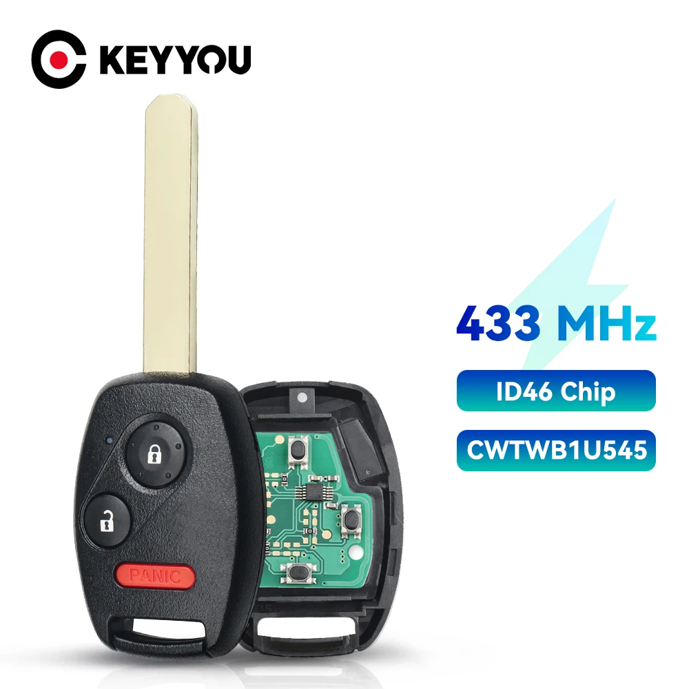 Keyyou For Honda Pilot 2005 2006 2007 2008 Cwtwbiu545 Id46 Chip Remote ...