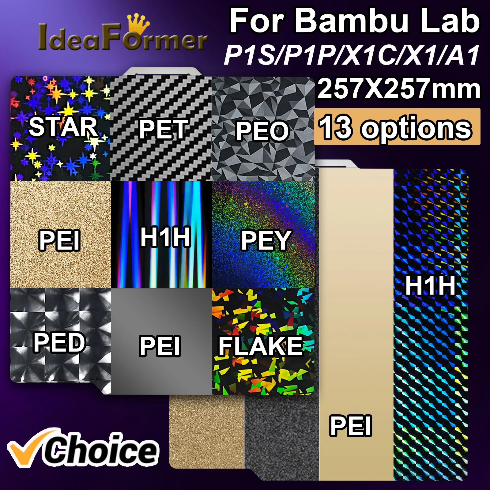 257x257mm For Bambu lab Build Plate Double Sided PEO PET PEY PEI H1H ...