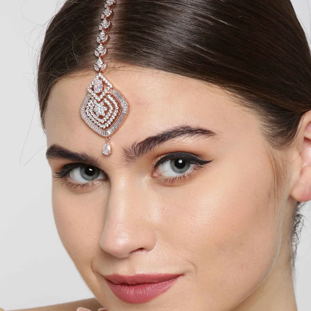 Leaf Shape Zircon Forehead Chain Headband Bridal Hair Accessories ...