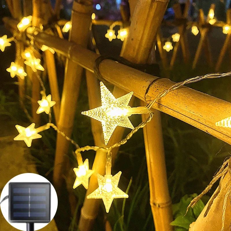 Solar-String-Lights-LED-Star-Lamp-with-8-Modes-Waterproof-Star-Flower ...