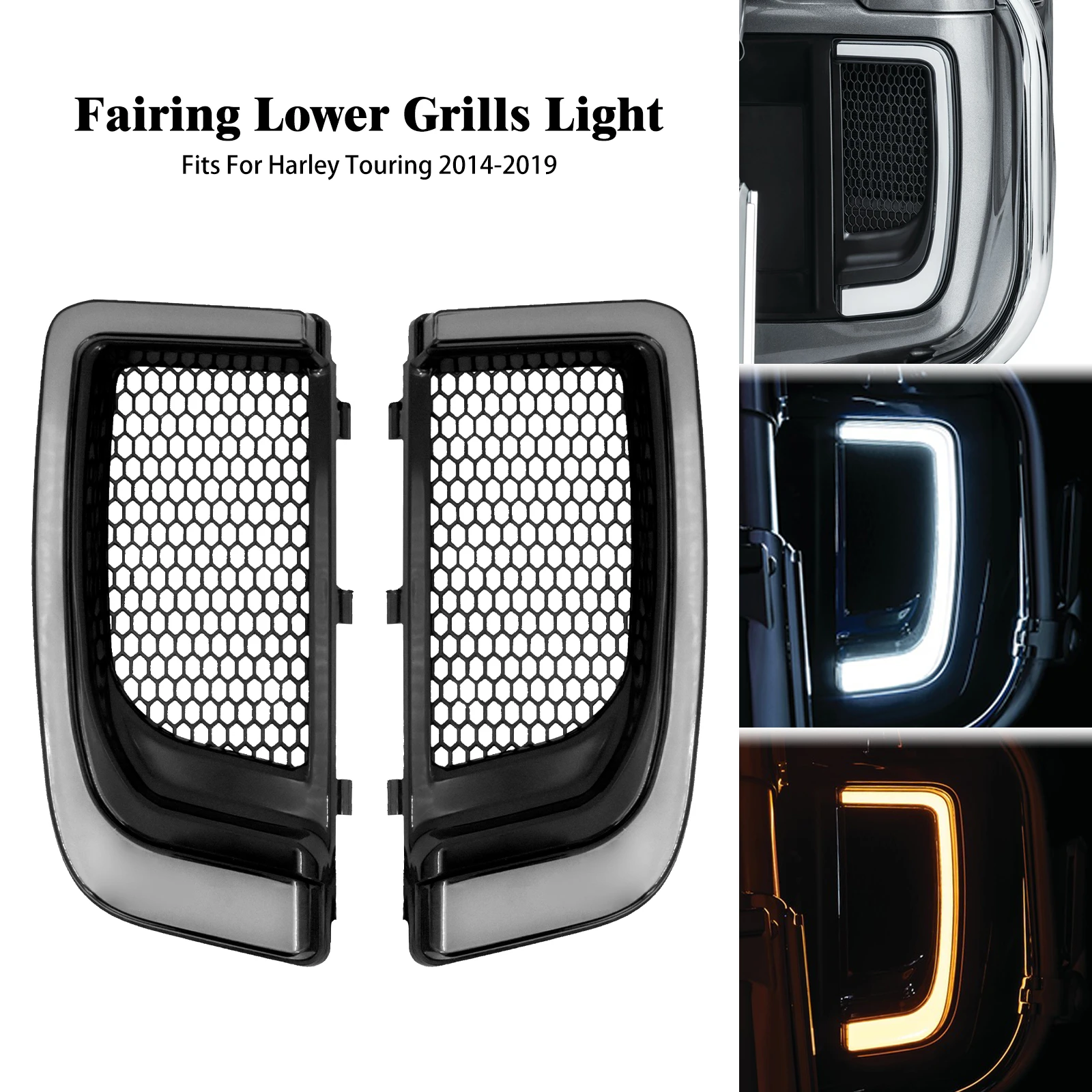 Motorcycle Led Turn Signal Light Fairing Lower Grills Running Lamp For ...