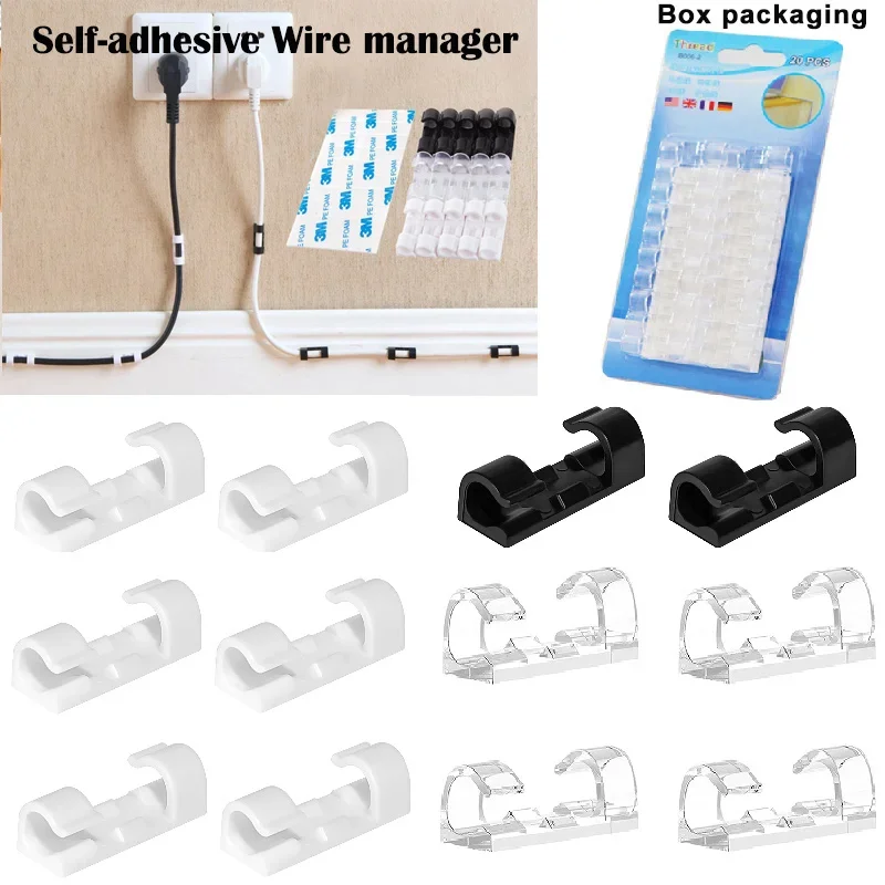 20Pcs-Self-Adhesive-Cable-Management-Clips-Cable-Organizers-Sticky-Wire ...
