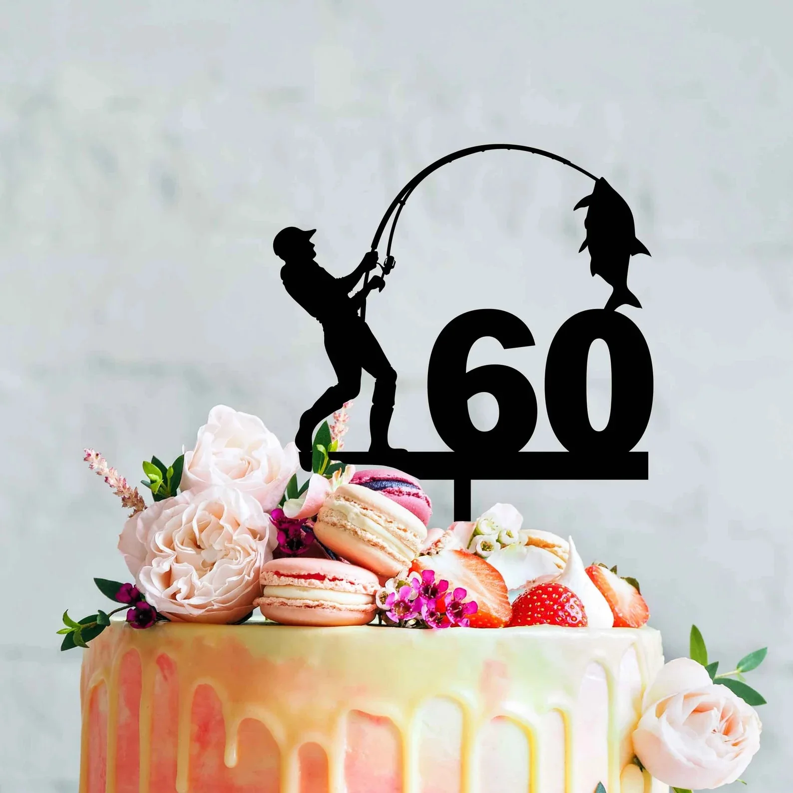 Custom-Age-Fishing-Man-Silhouette-For-Fishing-Theme-Birthday-Party-Cake ...