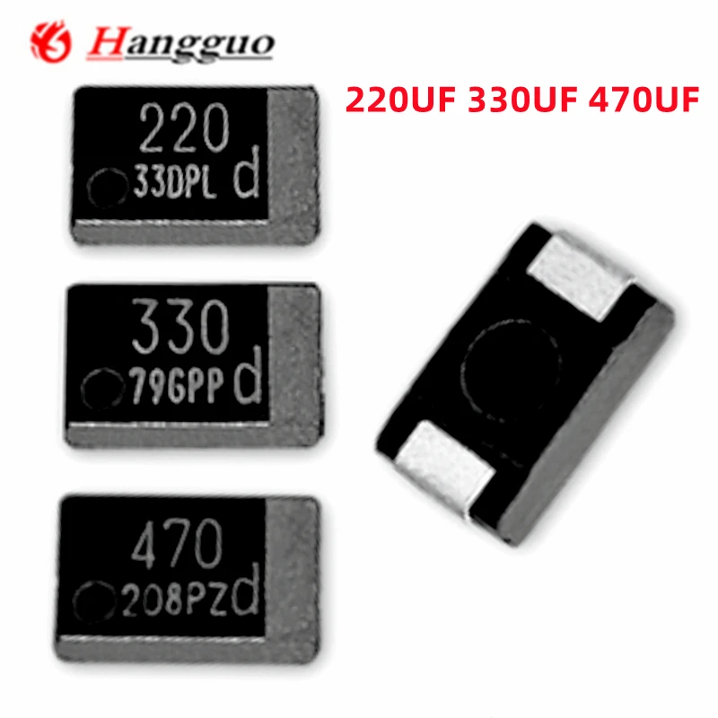 100PCS/Lot 220UF 330UF 470UF 6.3V D type 7343 Tantalum capacitor for ...