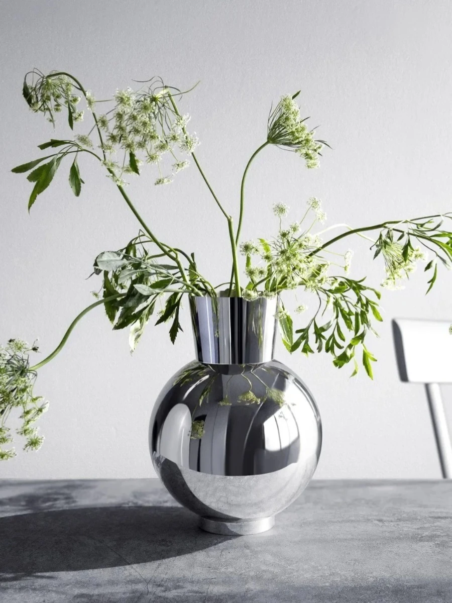 Nordic Style Vase Stainless Steel Light Luxury Flower Vases Living Room ...