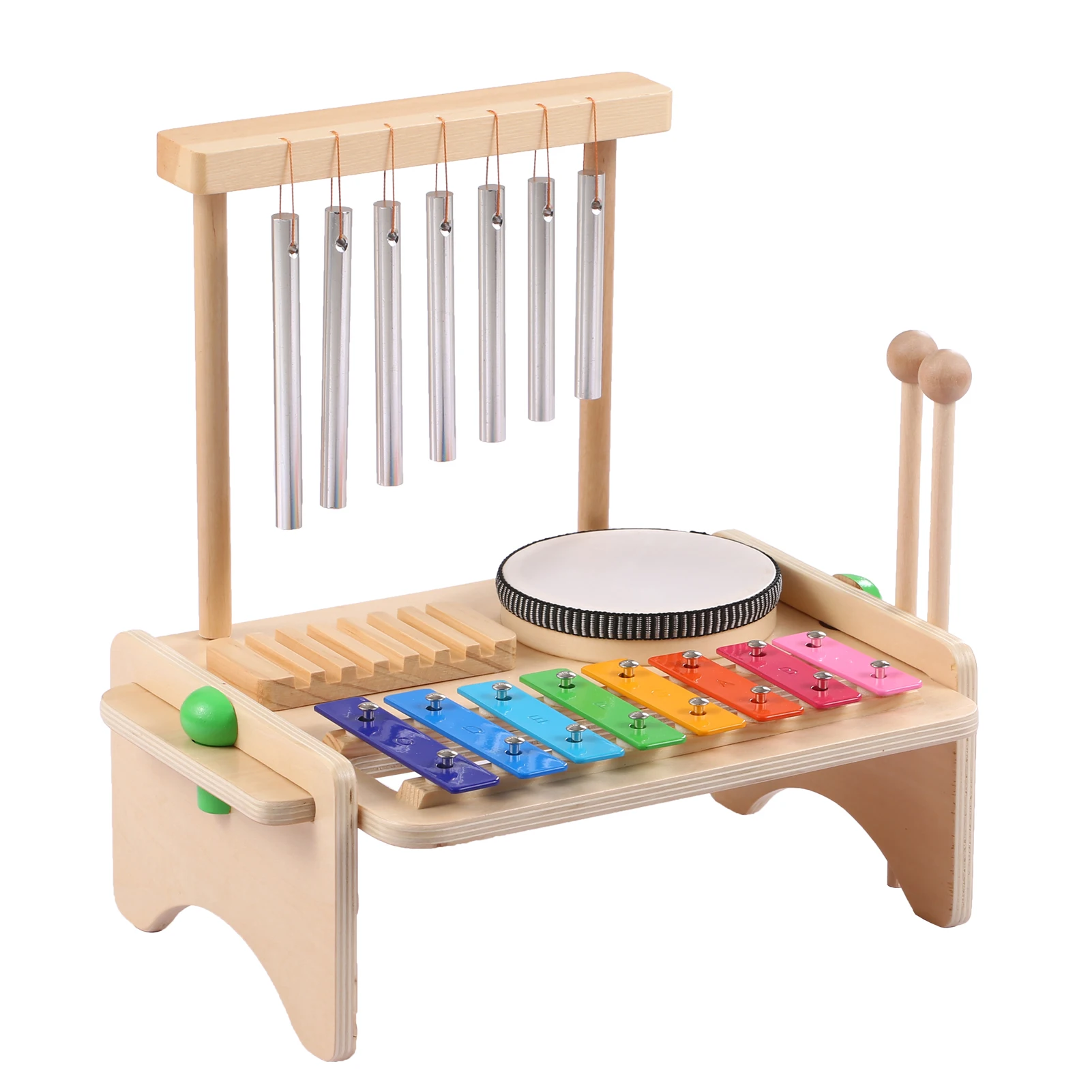 Wind-Chime-Combination-Set-Kids-Drum-Set-Windchime-Xylophone-Drum-Wood ...