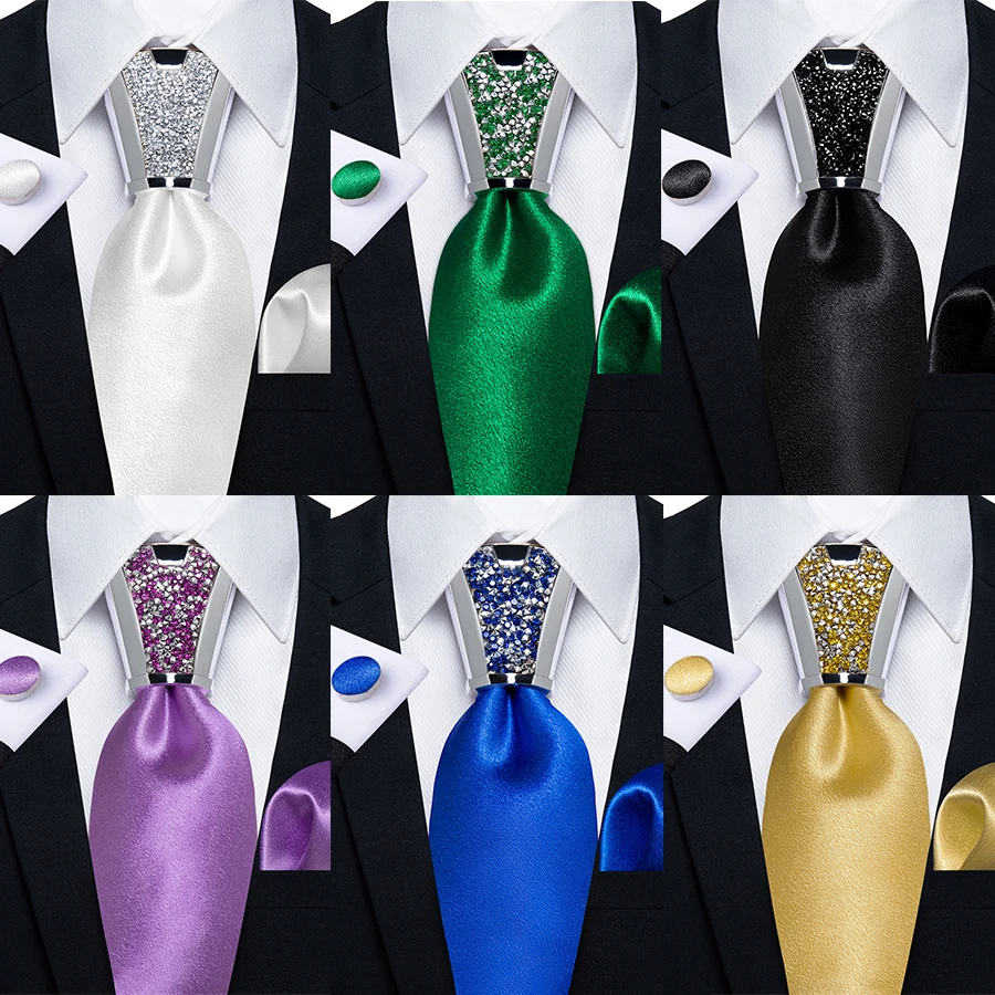 Solid-Satin-Men-s-Silk-Ties-Black-Royal-Green-Yellow-8cm-Necktie-with ...