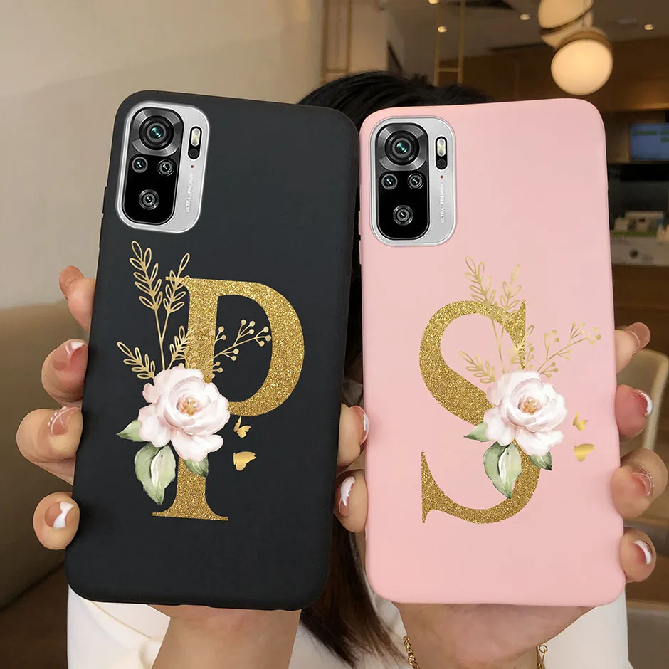 Phone-Case-For-Xiaomi-Redmi-Note-10-4G-Cute-Flower-Letter-Ultrathin ...
