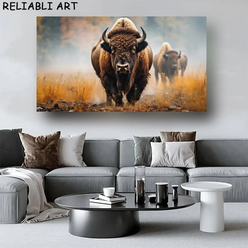 Gr-nland-Wild-Bull-Nashorn-Tier-Poster-und-druckt-nat-rliche-Leinwand ...