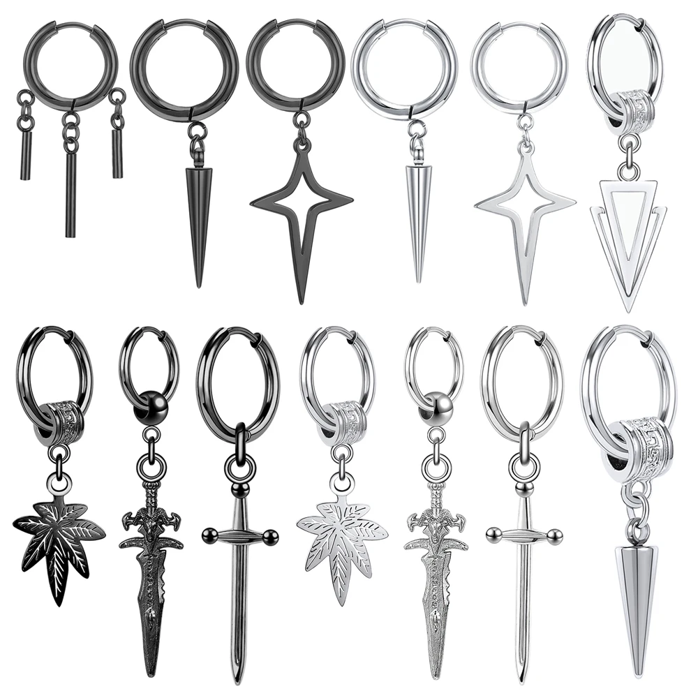 ZS-1PC-Hip-Hop-Sword-Hoop-Earring-Men-Jewelry-Dagger-Dangle-Earrings ...
