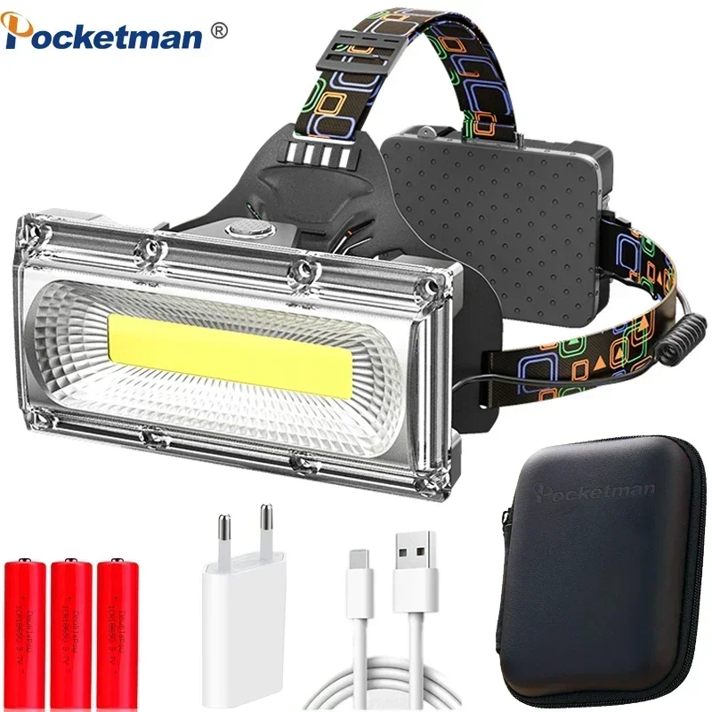 Super Bright Led Headlamp Rechargeable COB Strong Light Head-mounted ...