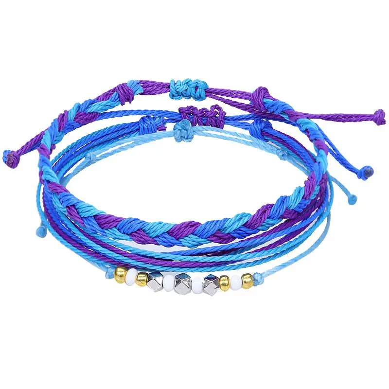 Bohemian Waterproof Wax Rope Bracelets Set for Women Girls Handmade ...