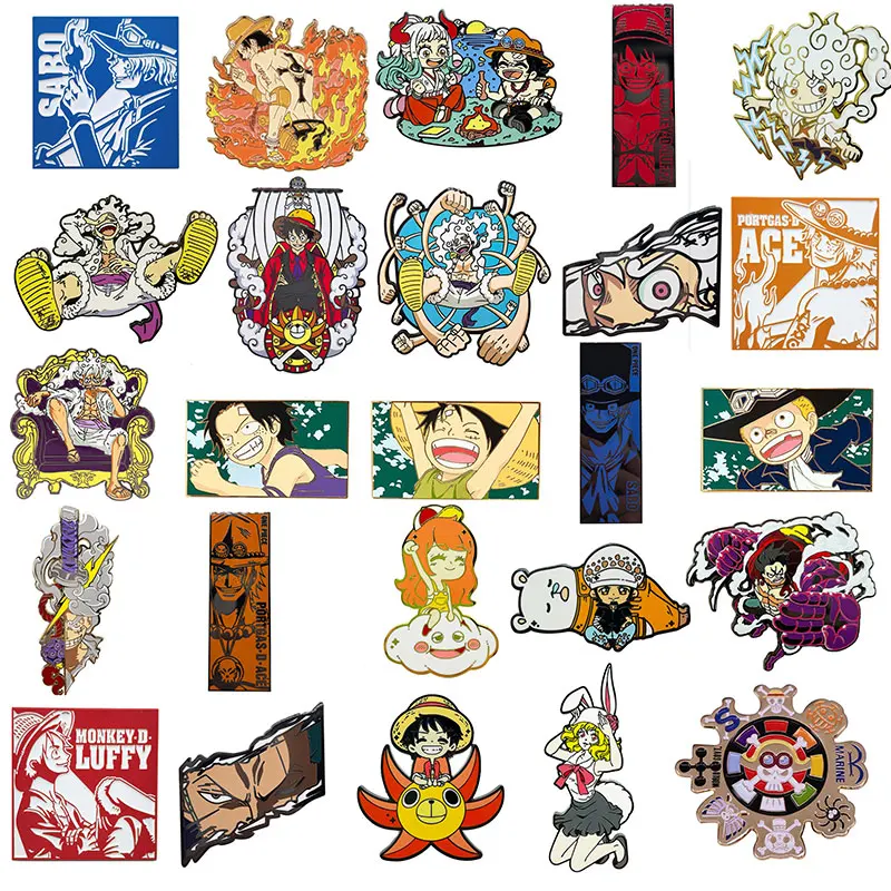 Anime One Piece Cartoon Series Enamel Pin Lapel Pins for Backpacks ...