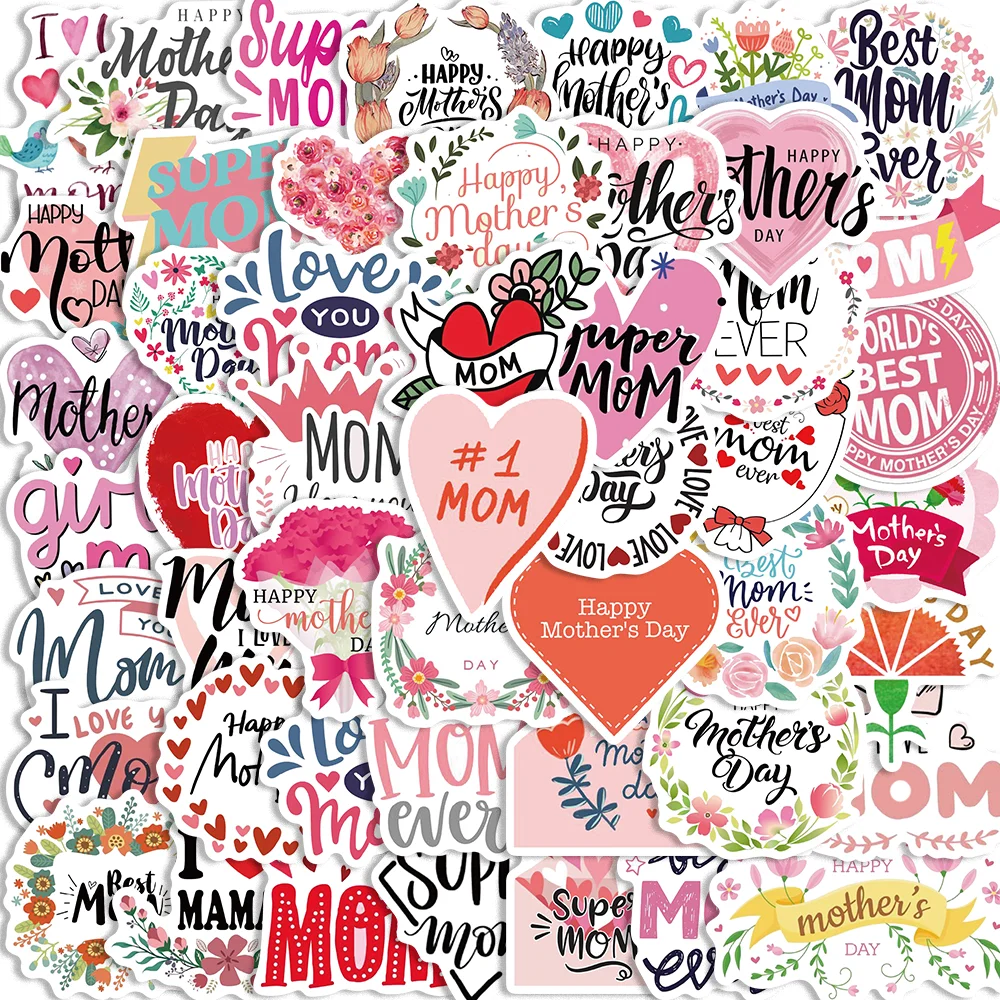 50pcs-Cartoon-Mother-s-Day-Stickers-Thank-You-Mom-Decal-for-Envelope ...