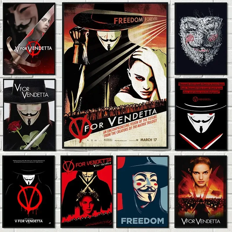 Classic-Hackers-Movie-V-for-Vendetta-Film-Retro-Poster-Canvas-Painting ...