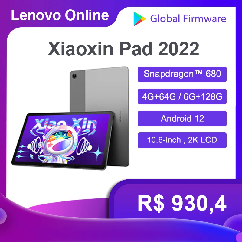 Global Firmware Lenovo Pad 2022 4G 128G Snapdragon Octa Core Android 12 Xiaoxin Pad 10.6 ...