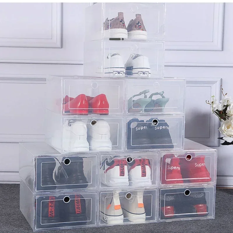 NEW-Clear-1-12pcs-Shoe-Box-Set-Foldable-Storage-Plastic-Transparent ...
