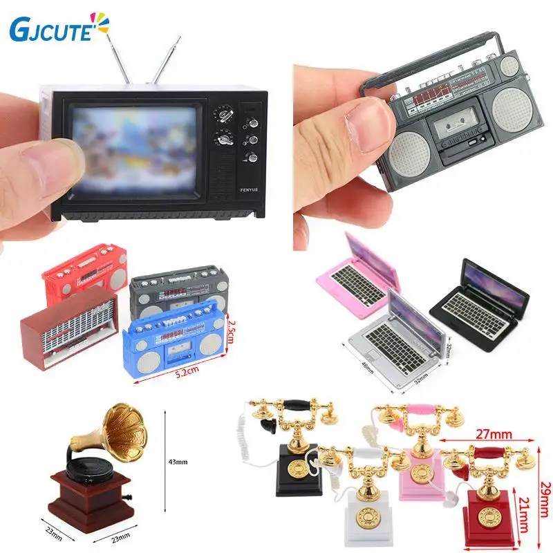 Retro-Mini-Portable-TV-Television-Watch-TV-PC-Radio-Telephone-Dollhouse ...