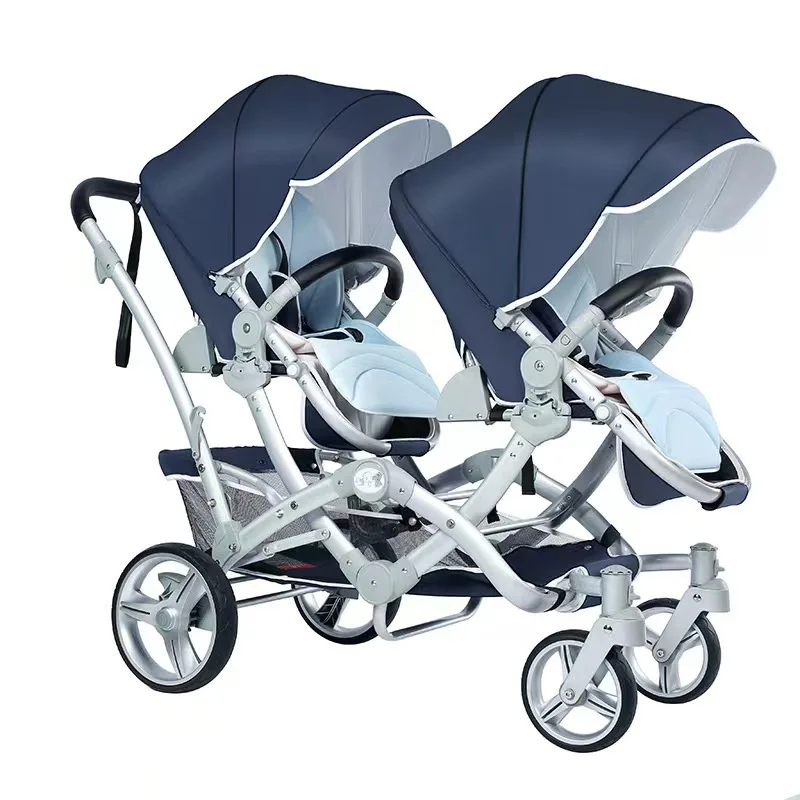 Twin strollers are lightweight and foldable, can sit and lie down ...