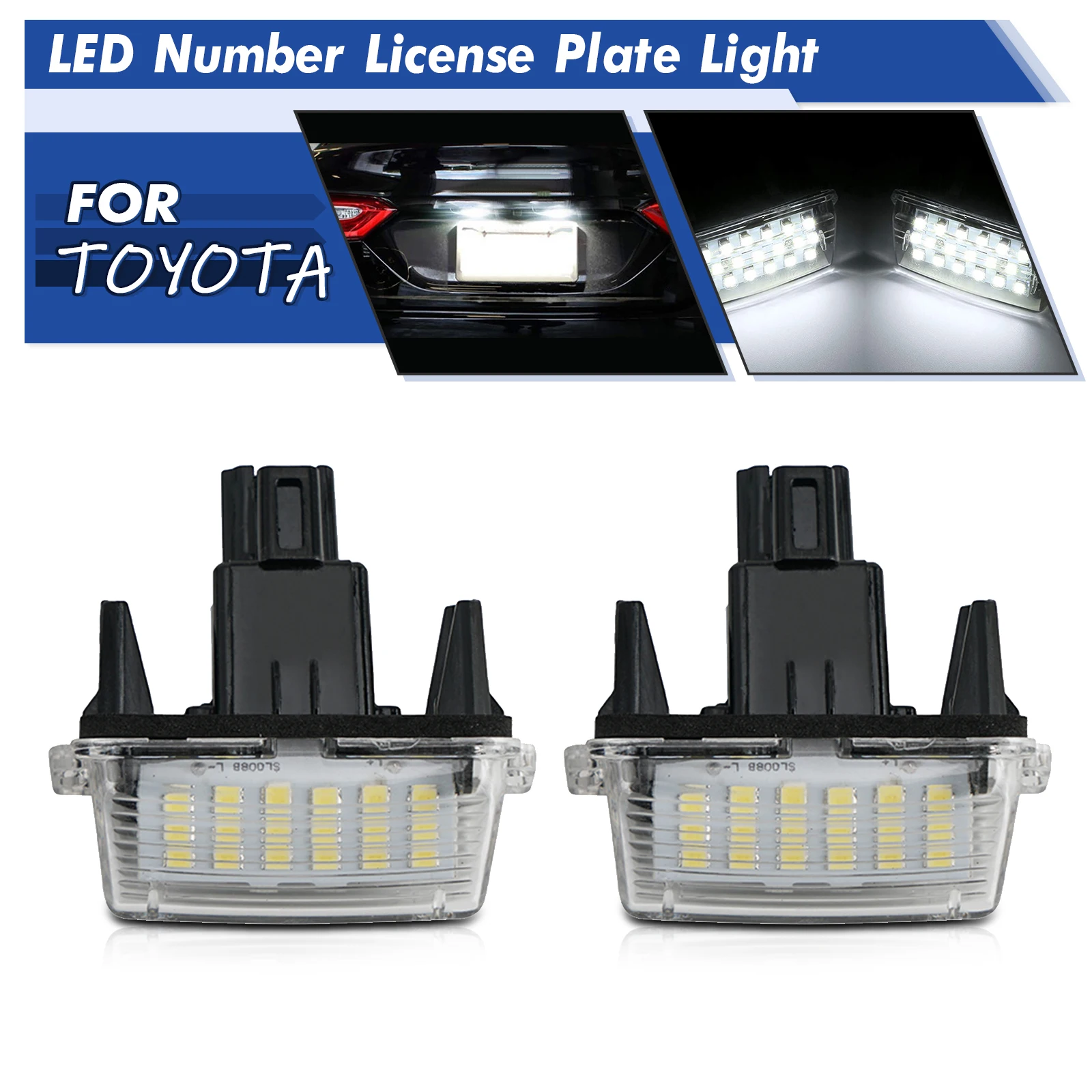 2pcs-LED-License-Number-Plate-Light-For-Toyota-Camry-Corolla-Prius ...