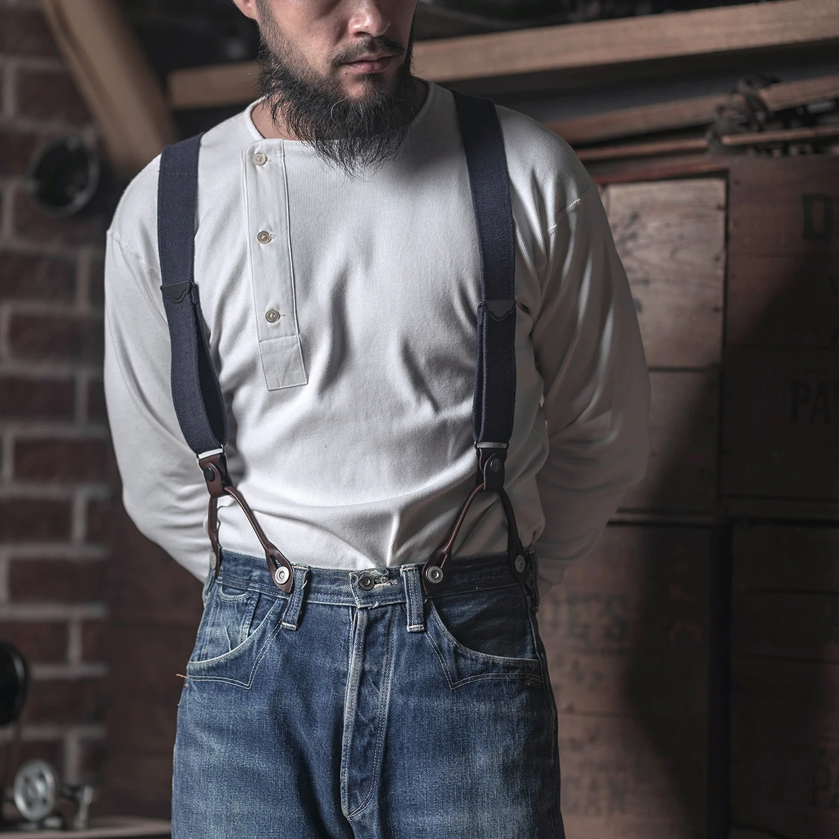 Bronson Heavy Offset Button Placket Henley Shirt Heritage Menswear ...