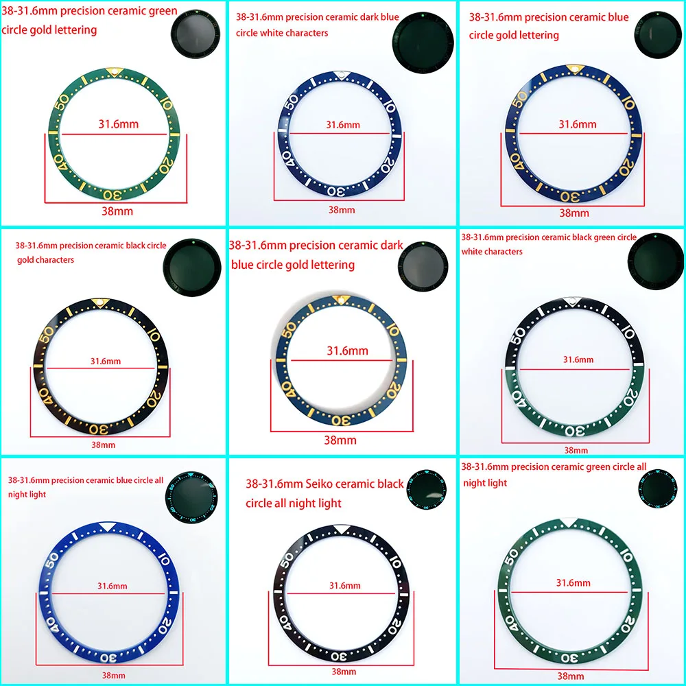 38*31.6mm Flat luminous Seiko ceramic bezel insert divers watch ...
