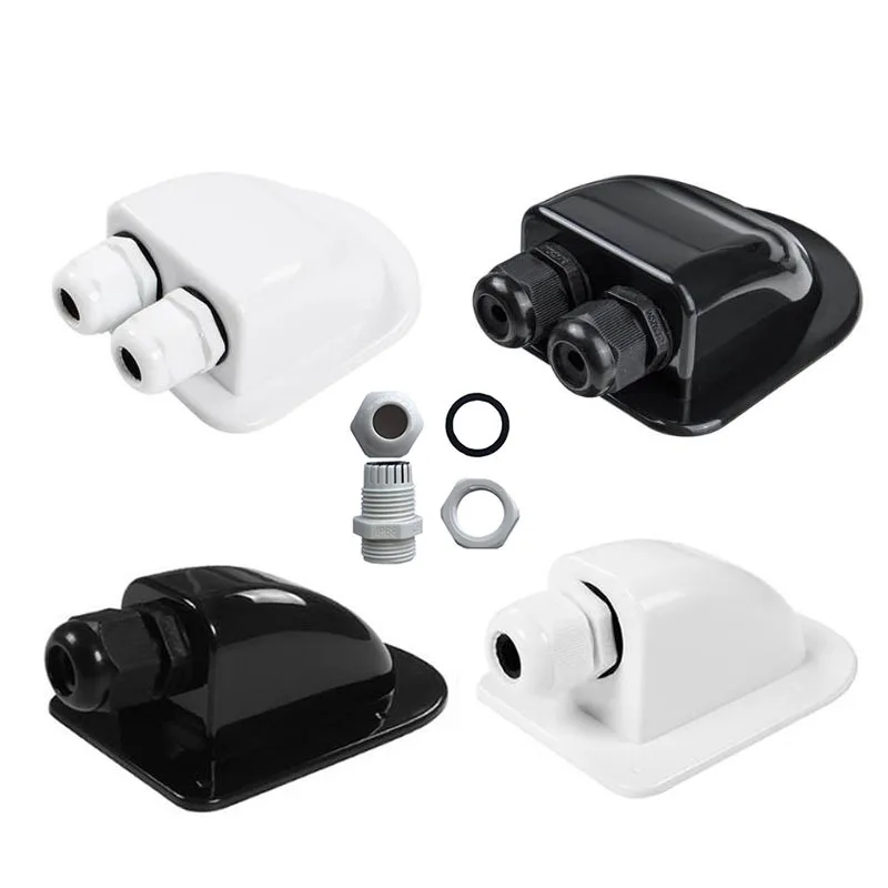 Solar-Waterproof-Wiring-Cover-Connector-Black-White-Plastic-1-Hole-2 ...