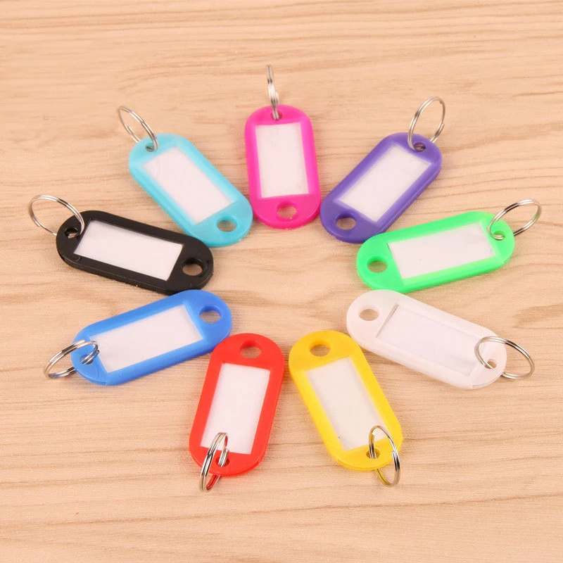 10Pcs Plastic Keychain Key Tags Id Label Name Tags With Split Ring For ...