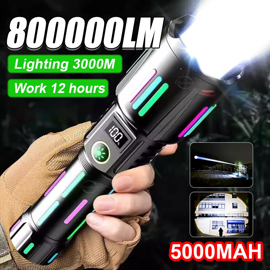 High-Power-Led-Flashlight-800000Lumens-Rechargeable-Led-Flashlight ...