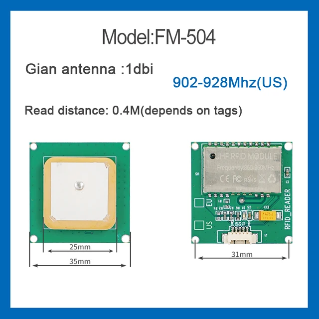 FONKAN samll size 50*50mm RFID Module with 3dBi Antenna UHF RFID 902 ...